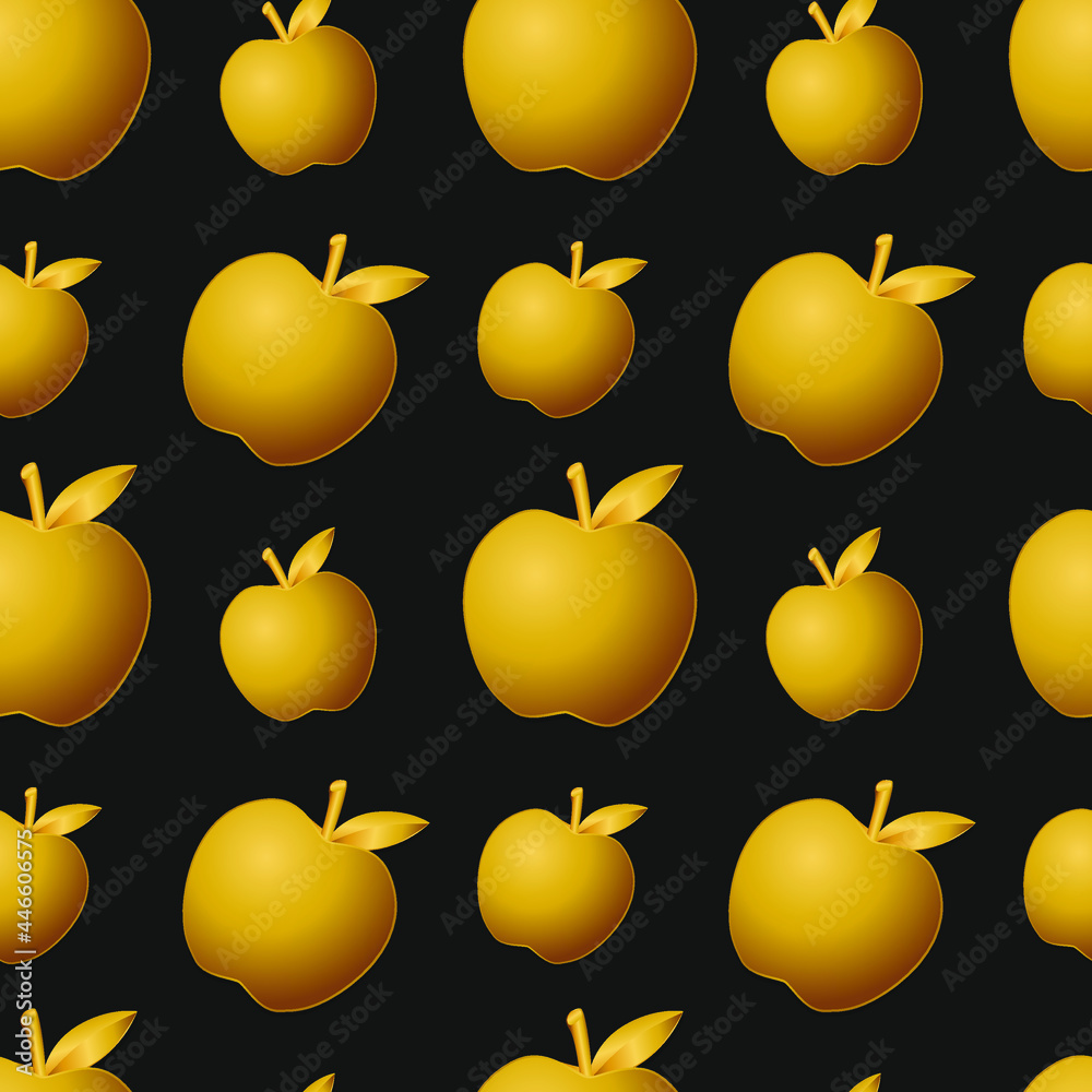 Apple Fruit Gold Pattern Texture. Illustration Background Golden ...