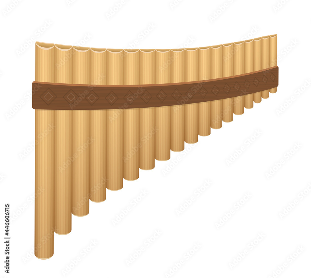 Pan flute, wooden panpipes. Ancient, rural woodwind musical instrument ...