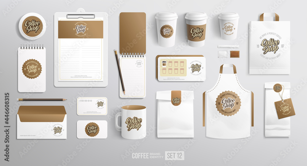 Branding Mockup set of coffee beverage package for Restaurant and Cafe ...