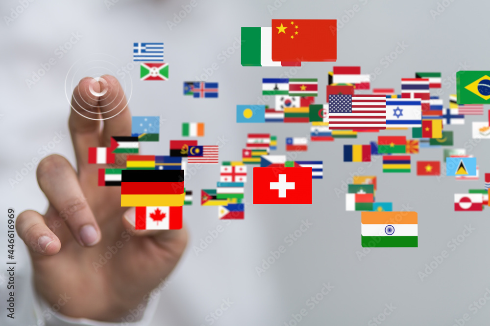 World map with all states and their flags Stock Photo | Adobe Stock