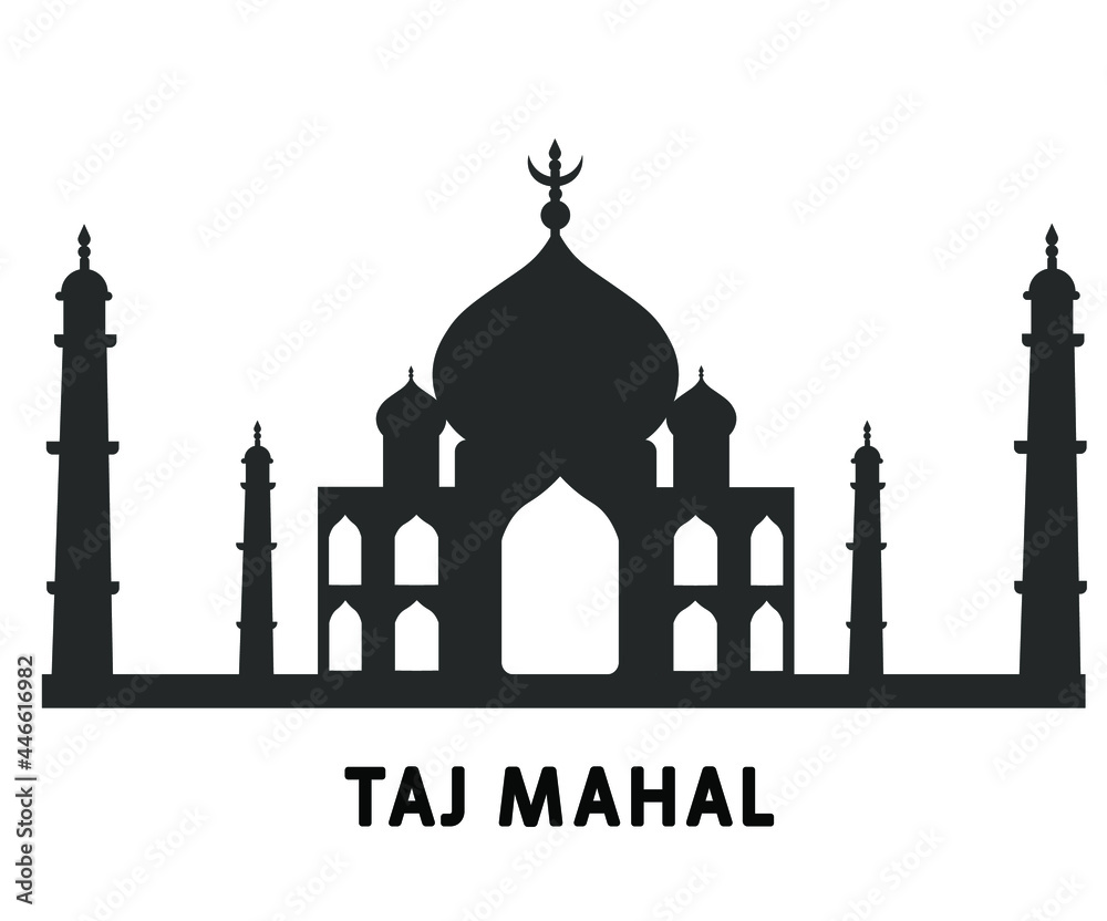 Taj Mahal vector silhouette. Taj-mahal on white background ...