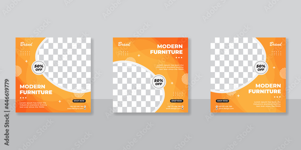 Modern furniture promotion square web banner for social media post ...