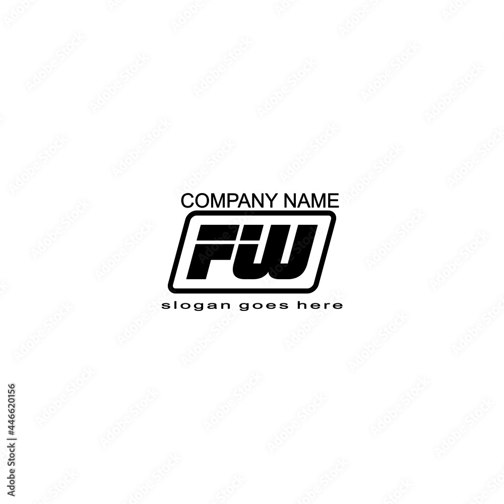 Initial logo FW inside a black parallelogram Stock Vector | Adobe Stock