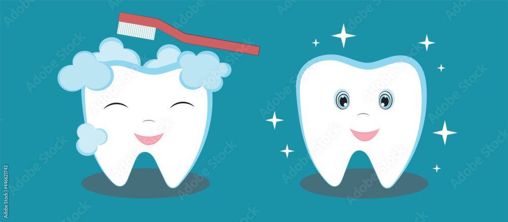 The process of brushing your teeth. Clean and healthy tooth. Picture ...