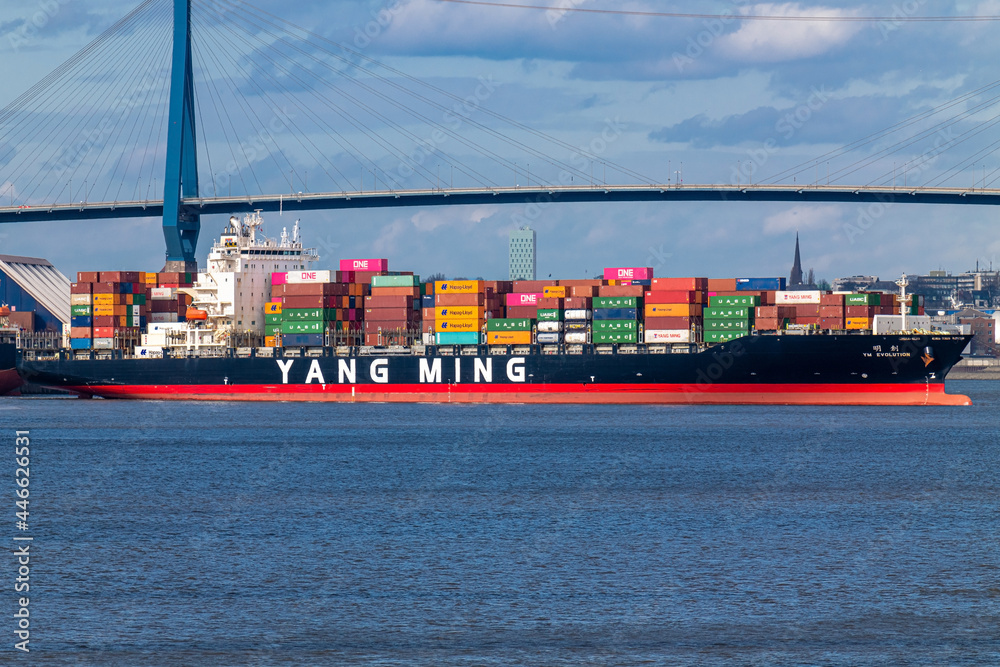 Hamburg, Germany - March 15, 2020: The container ship YM Evolution of ...