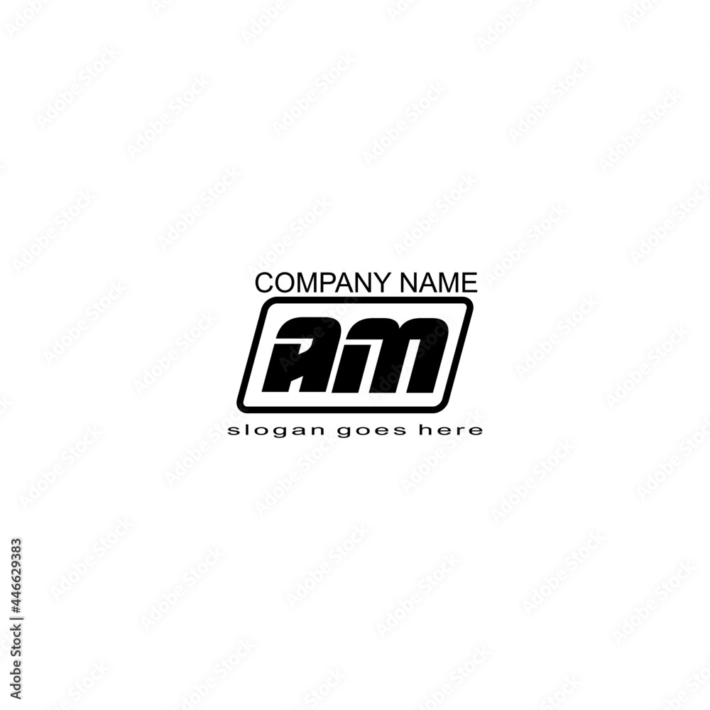 Initial logo AM inside a black parallelogram Stock Vector | Adobe Stock
