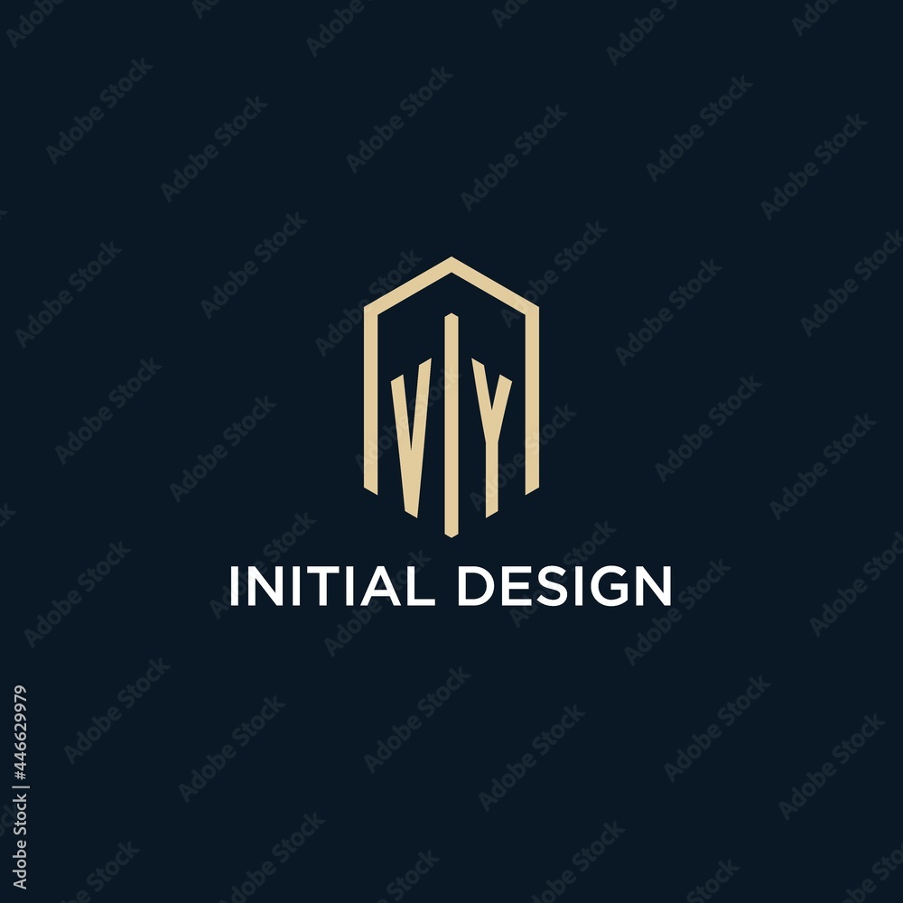 VY initial monogram logo with hexagonal shape style, real estate logo ...