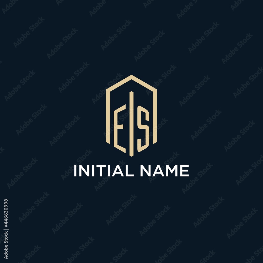ES initial monogram logo with hexagonal shape style, real estate logo design ideas inspiration ...