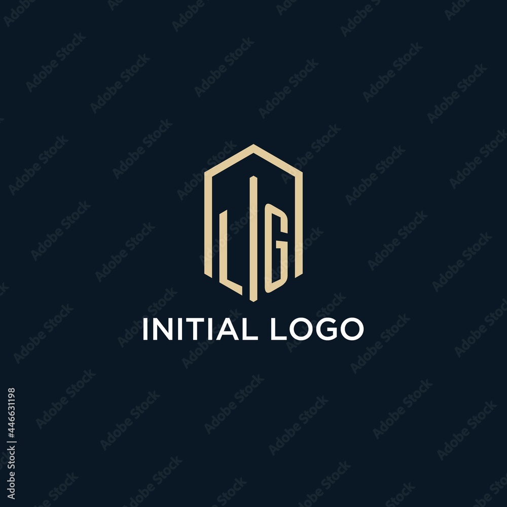 LG initial monogram logo with hexagonal shape style, real estate logo design ideas inspiration ...