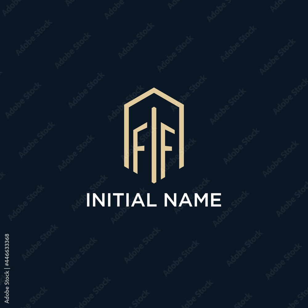 Vetor de FF initial monogram logo with hexagonal shape style, real ...