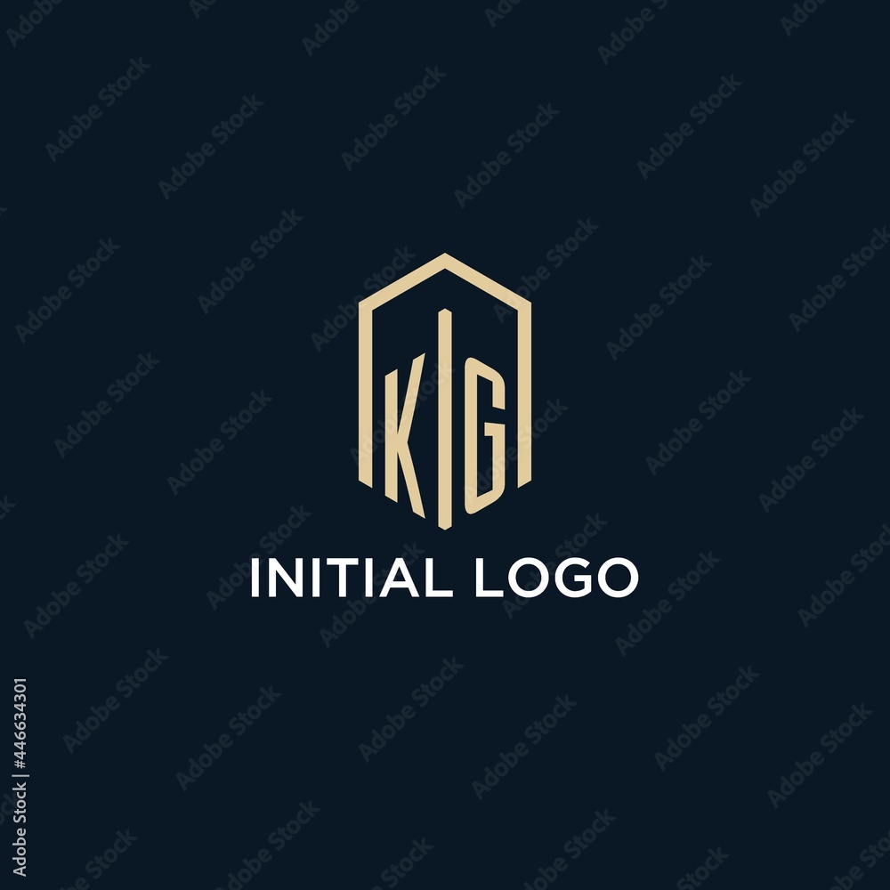 KG initial monogram logo with hexagonal shape style, real estate logo ...