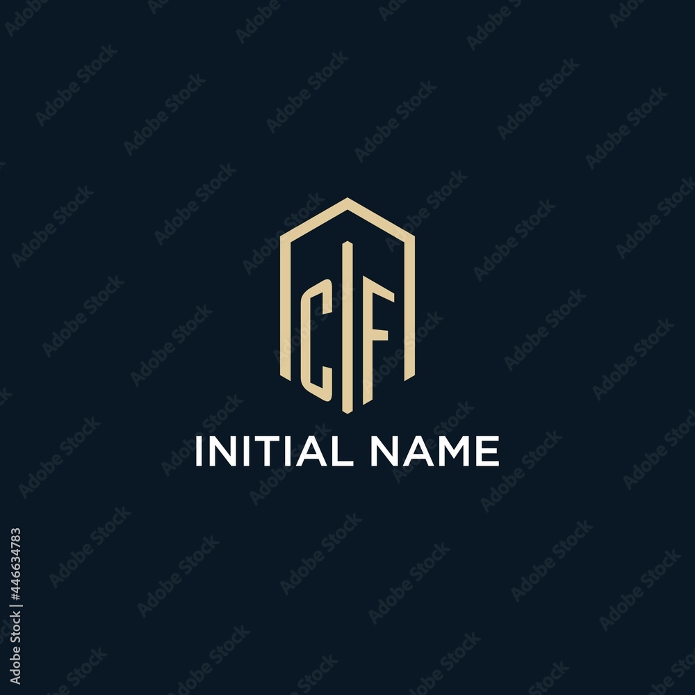 CF initial monogram logo with hexagonal shape style, real estate logo ...