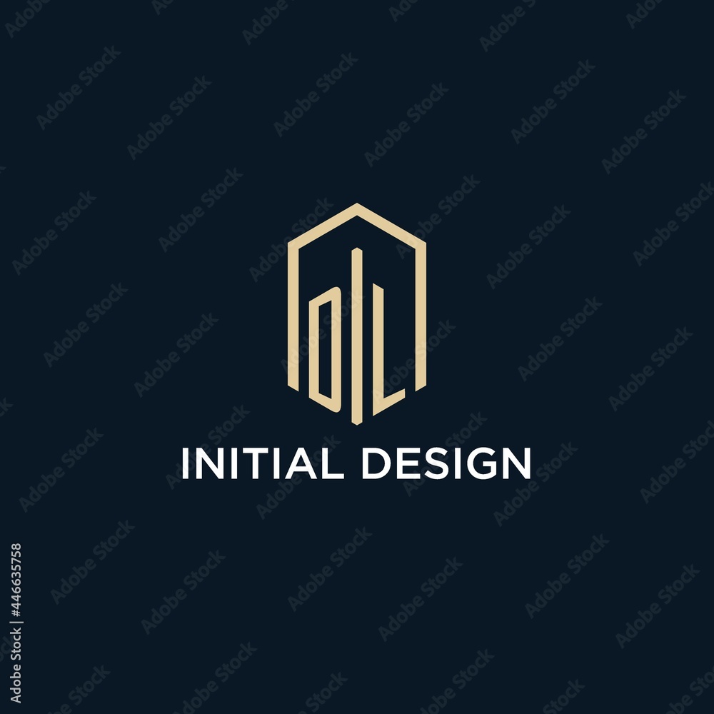 DL initial monogram logo with hexagonal shape style, real estate logo ...