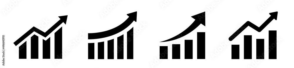 Growing graph set. Business chart with arrow. Growths chart collection ...