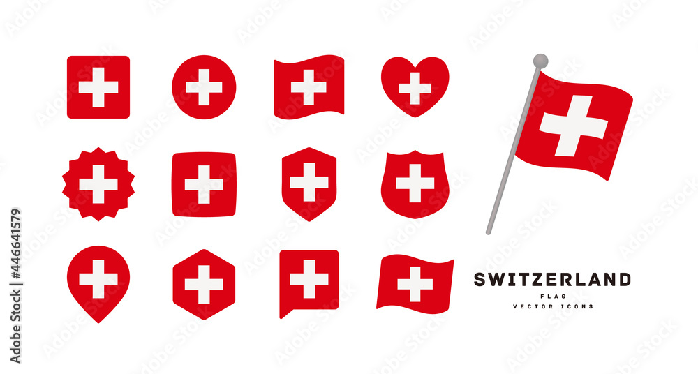 Swiss flag icon set vector illustration Stock Vector | Adobe Stock