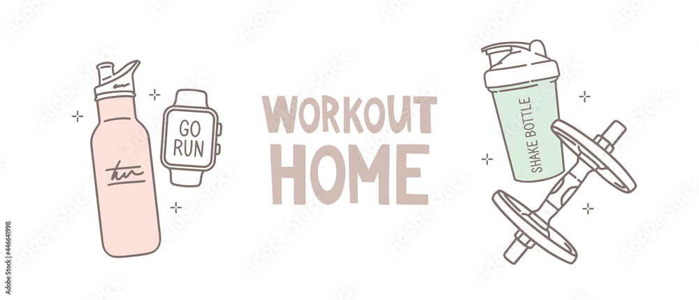 A set of stickers. Vector illustration in a linear minimalist style ...