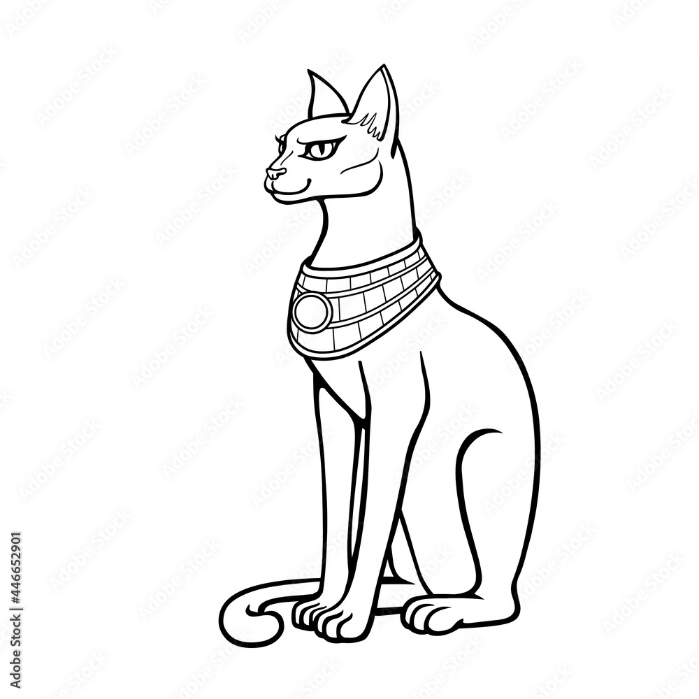 Animation portrait Ancient Egyptian goddess Bastet (Bast). Sacred cat ...