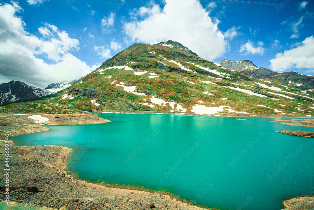 Switzerland Alps with the Lago Bianco lake, Picture showing beautiful ...