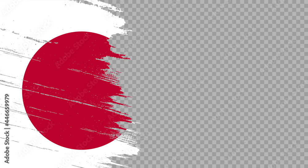 Japan flag with brush paint textured isolated on png or transparent ...