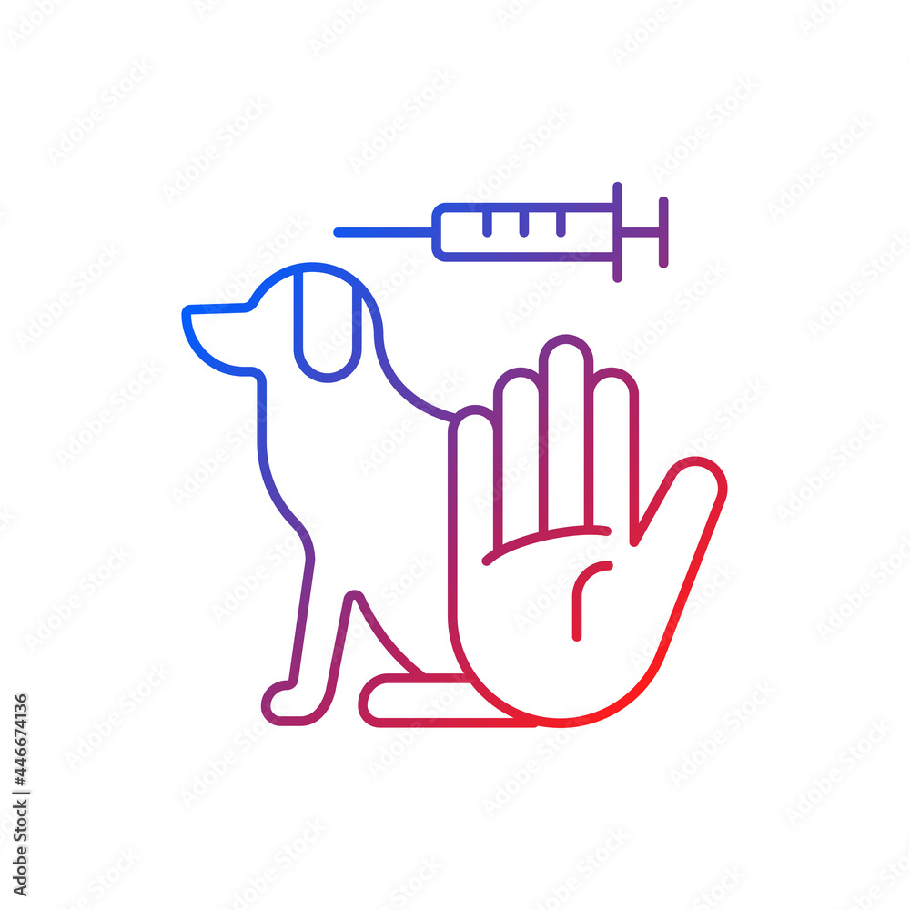 No dog testing gradient linear vector icon. Stop experiments on animal ...