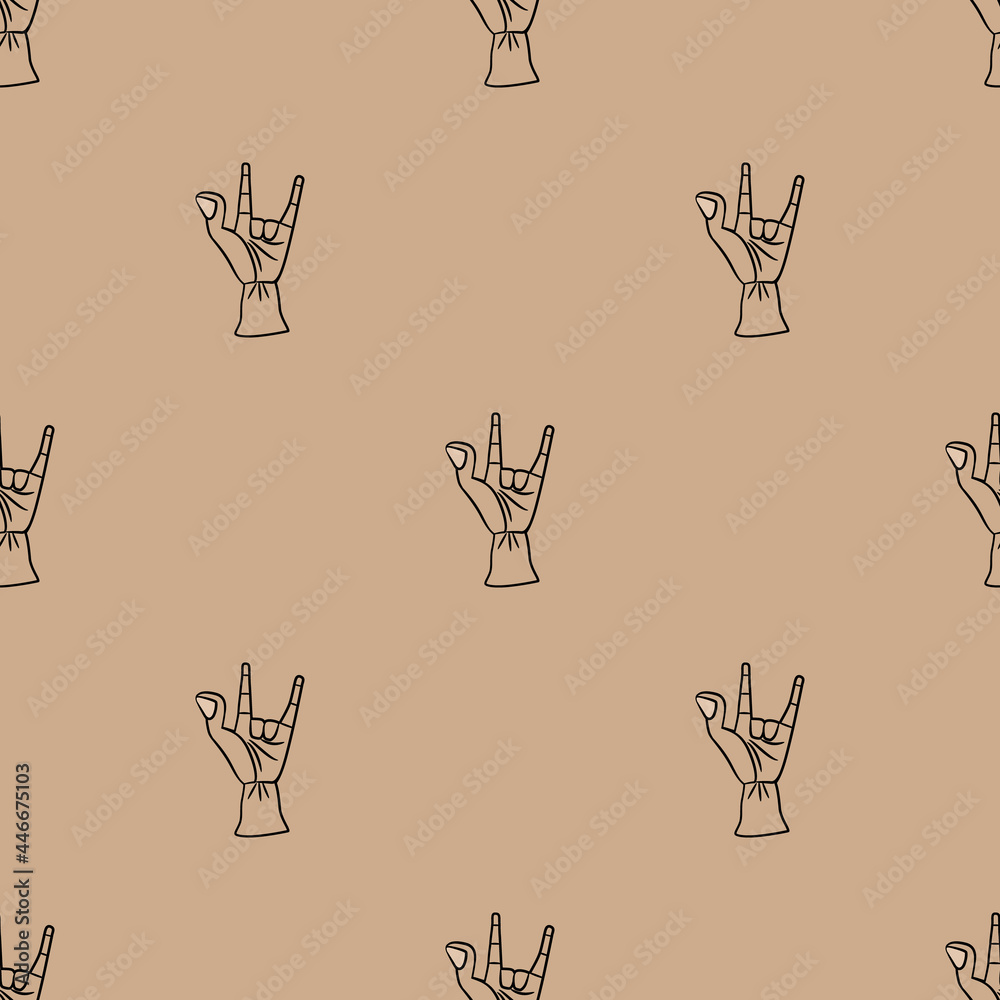 Seamless monochrome pattern with human hands showing two fingers ...