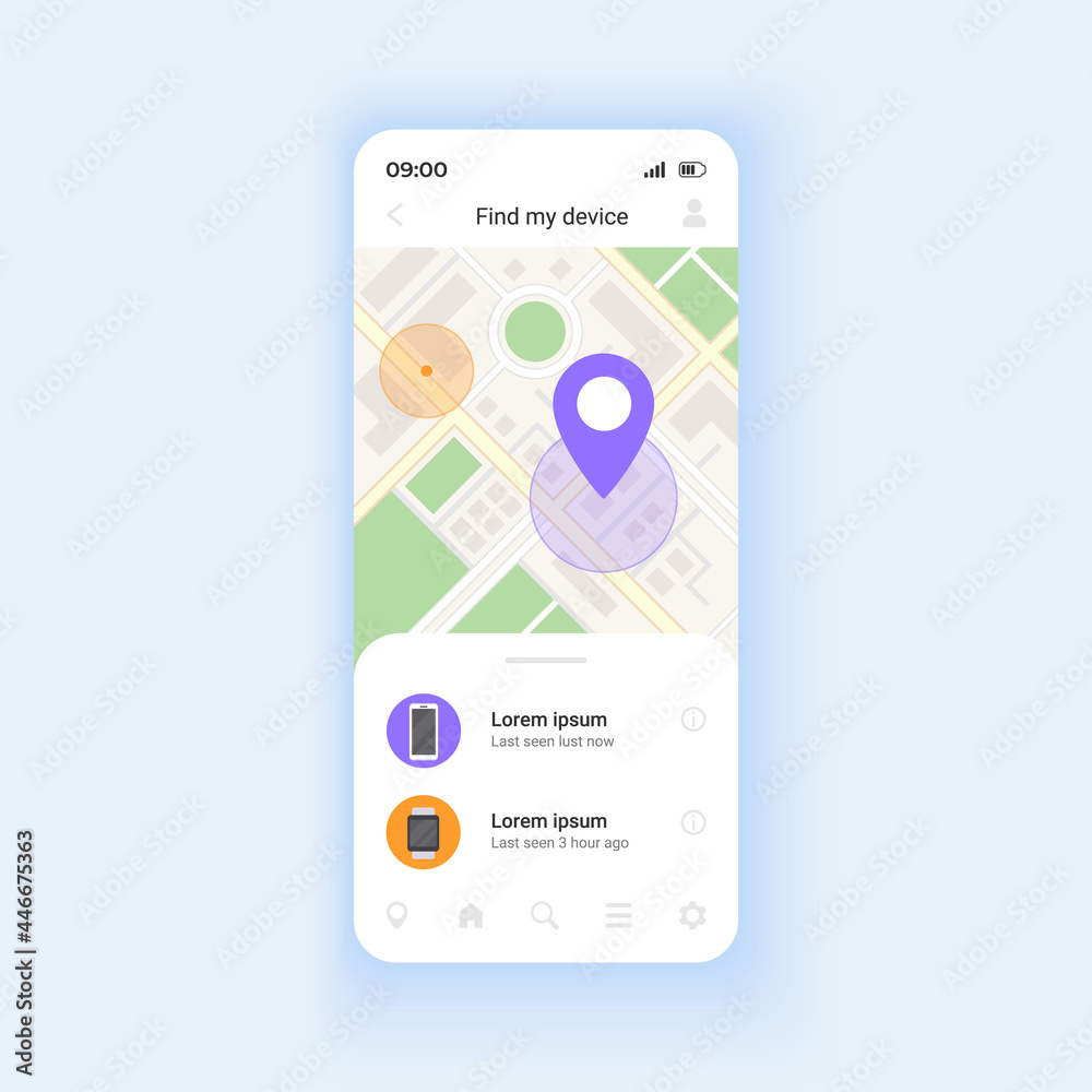 Showing phone location smartphone interface vector template. Device ...