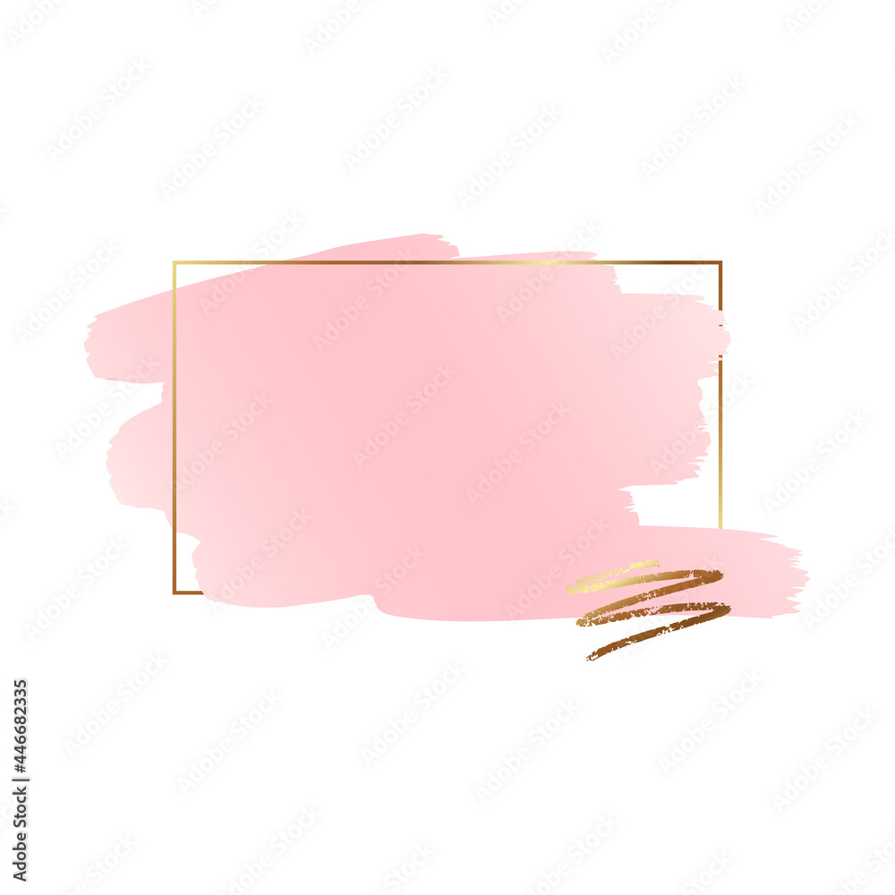 Pink background template for logo or quote. Blank brush stroke with ...