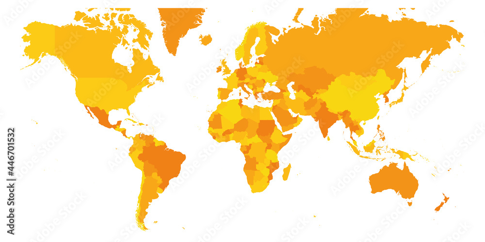 Map of World. Mercator projection. High detailed political map of ...