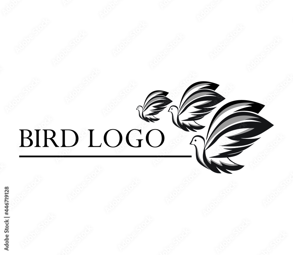 three flying birds logo design, suitable for companies, logo vector ...