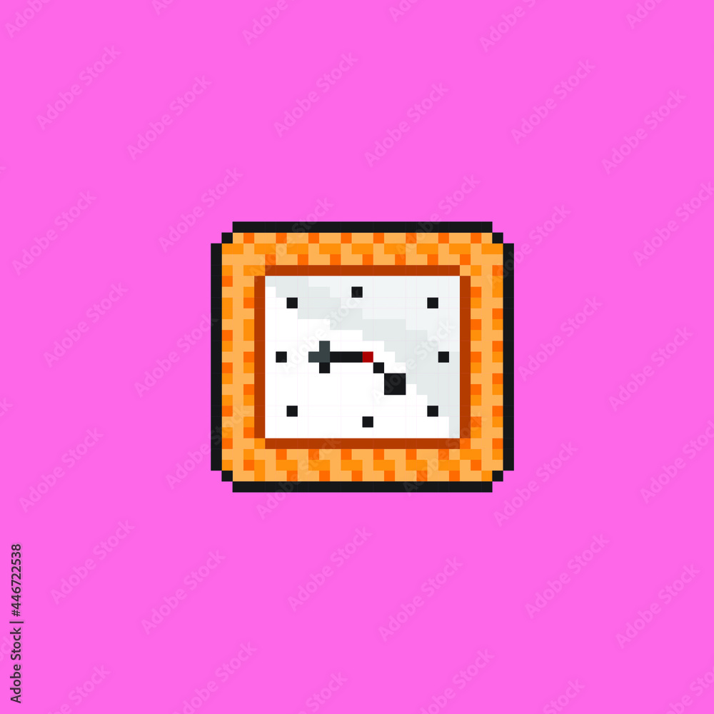 square clock with pixel art style Stock Vector | Adobe Stock