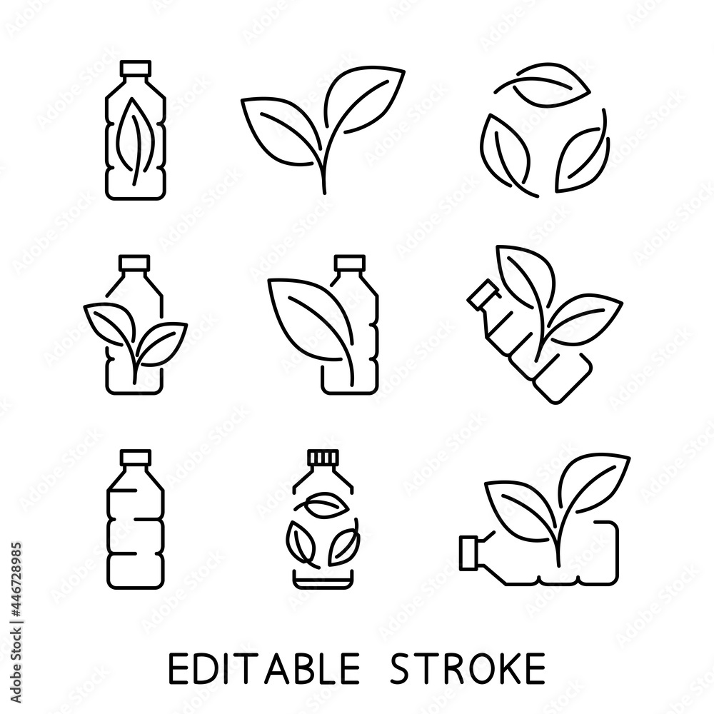 Recycle plastic bottle. Biodegradable icons. Icons of plastic bottle ...