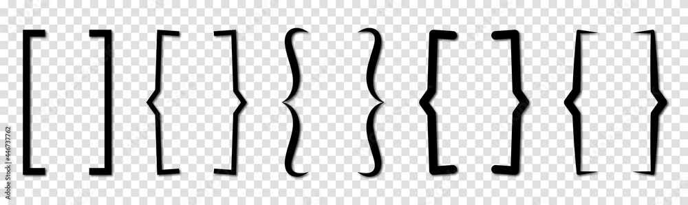 Bracket icons. Vector black collection isolated on transparent ...