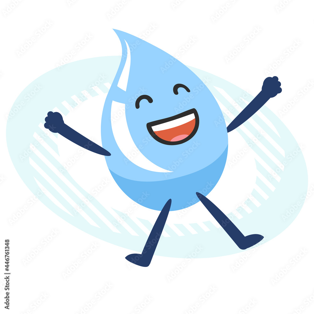 Cartoon Water Character joyfully jumping Stock Vector | Adobe Stock
