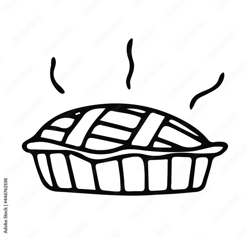 Vector doodle pie clip art. Hot bakery illustration. Food hand drawn ...
