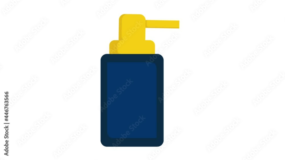 Pump bottle of hand sanitizer on white background 2D animation. Covid ...