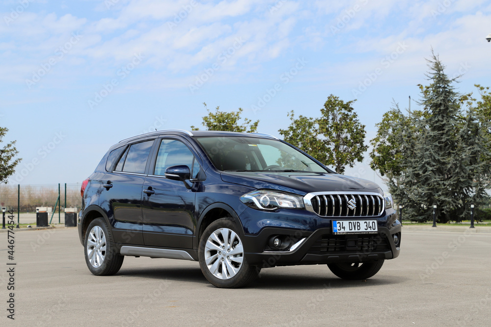 Suzuki SX4 S-Cross Hybrid is a subcompact crossover SUV. Stock Photo ...
