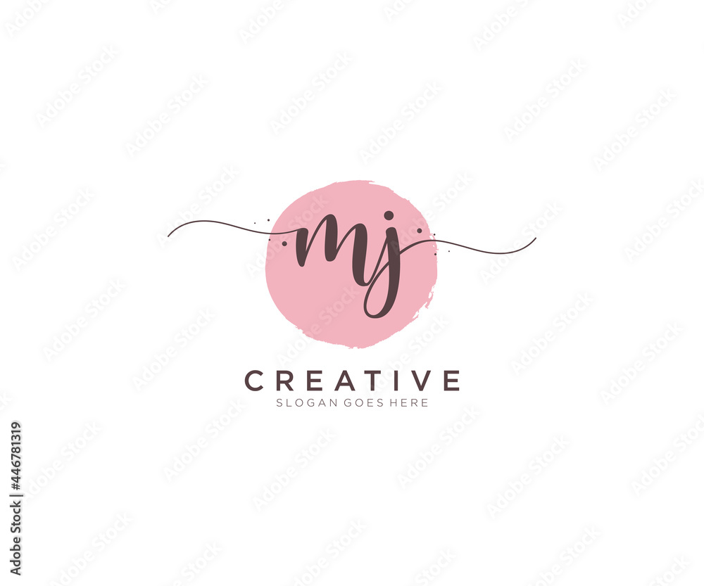 initial MJ Feminine logo beauty monogram and elegant logo design ...