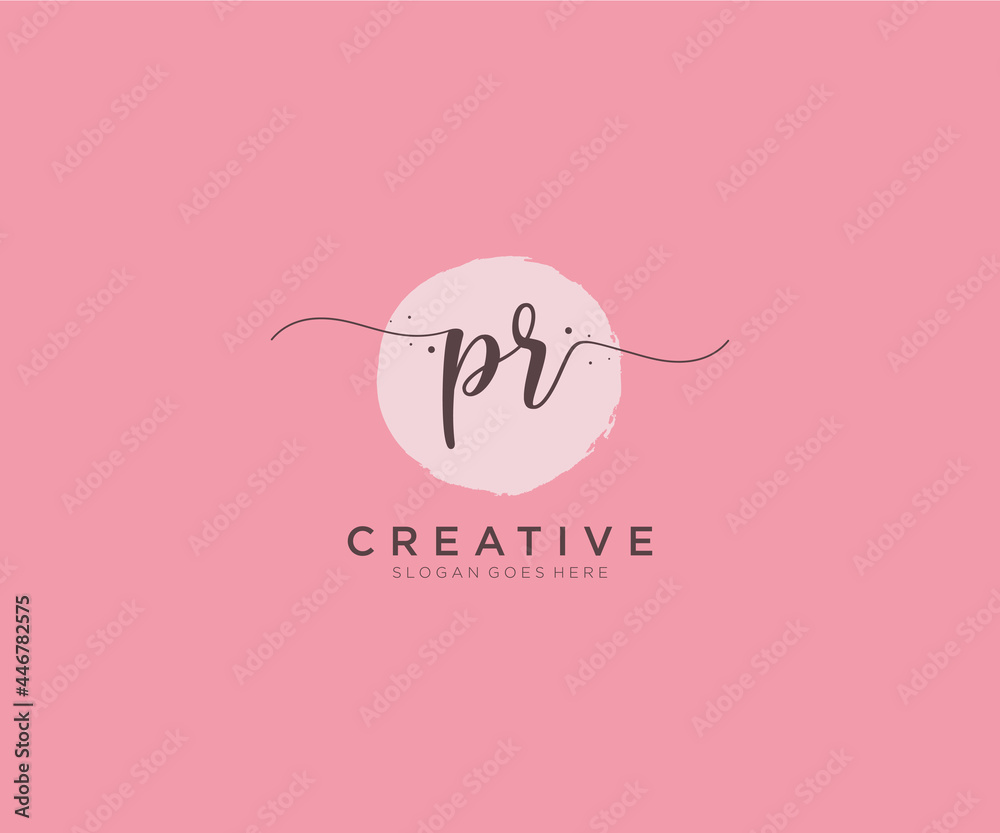 initial PR Feminine logo beauty monogram and elegant logo design ...