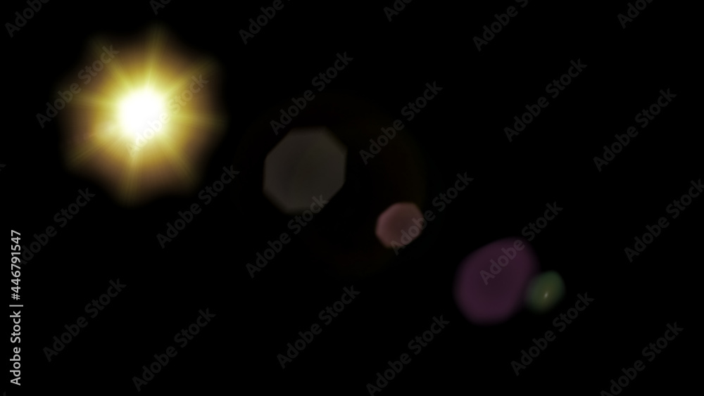 Optical Solar Light Lens Flare Effect Isolated On Black Background ...