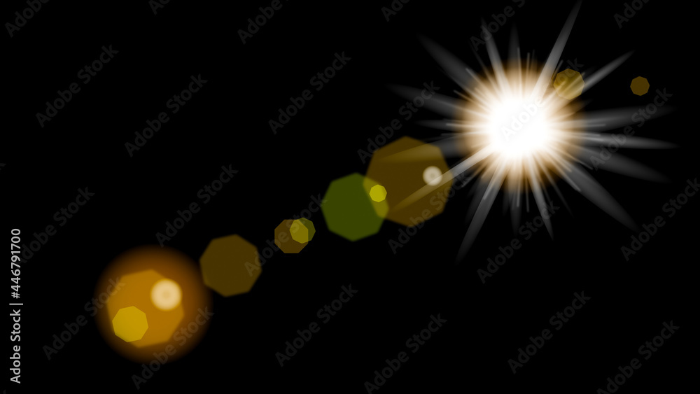 Optical Solar Light Lens Flare Effect Isolated On Black Background ...
