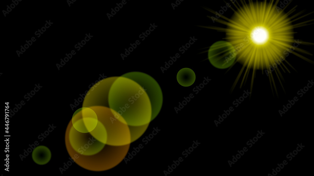 Optical Solar Light Lens Flare Effect Isolated On Black Background ...