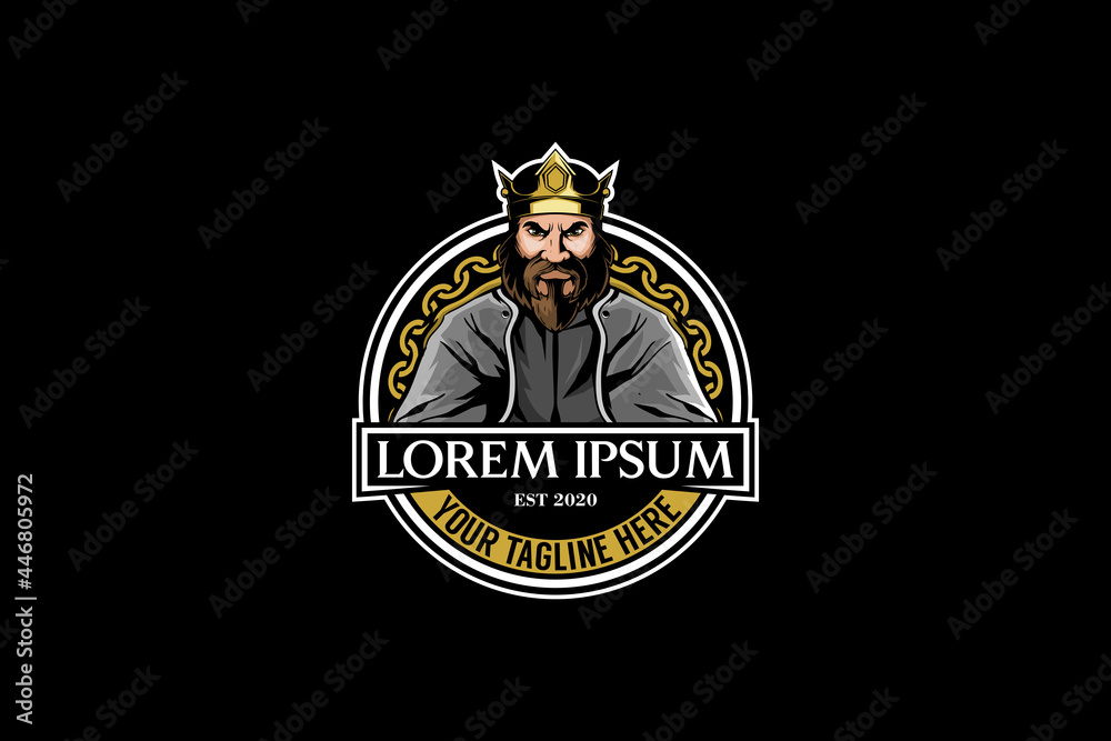 King crown cartoon character vector badge logo template Stock Vector ...