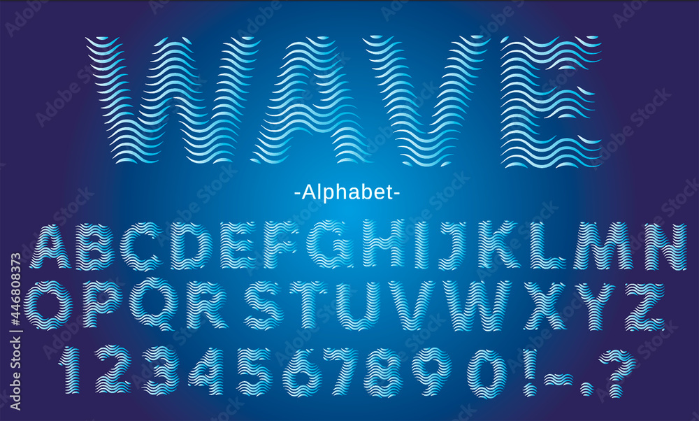 ocean wave blue font design vector editable เวกเตอร์สต็อก | Adobe Stock