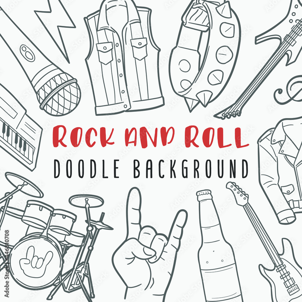 Rock Doodle Banner Icon. Heavy Music Vector Illustration Hand Drawn Art ...
