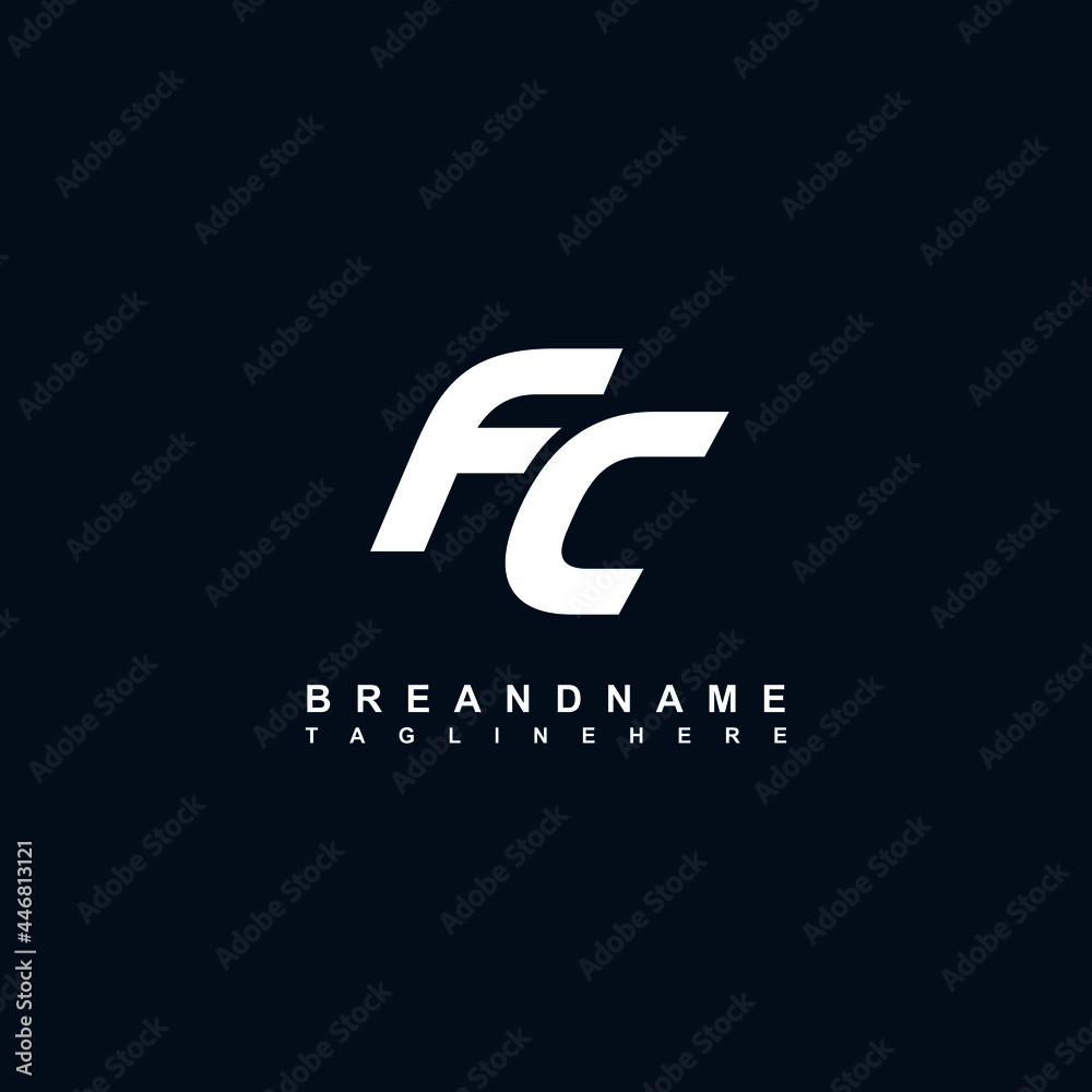 FC Letter initial Logo Vector With White Color Stock Vector | Adobe Stock
