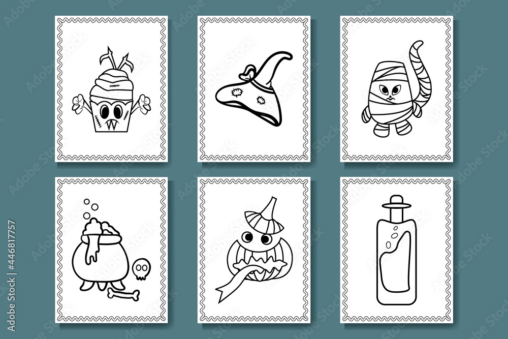 Halloween Coloring Pages Bundle For Kids Book. Kids Education Activity ...
