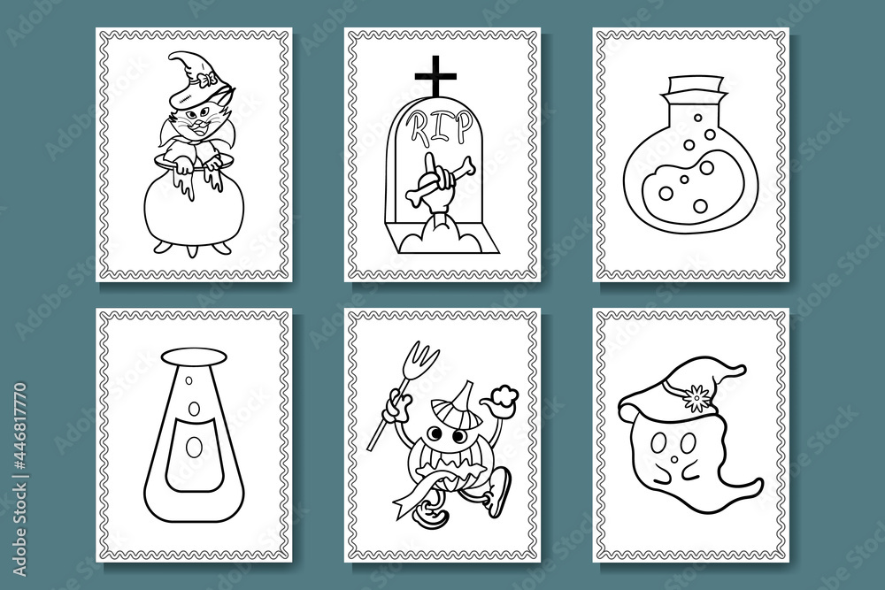 Halloween Coloring Pages For Kids Book. Kids Education Activity Book ...
