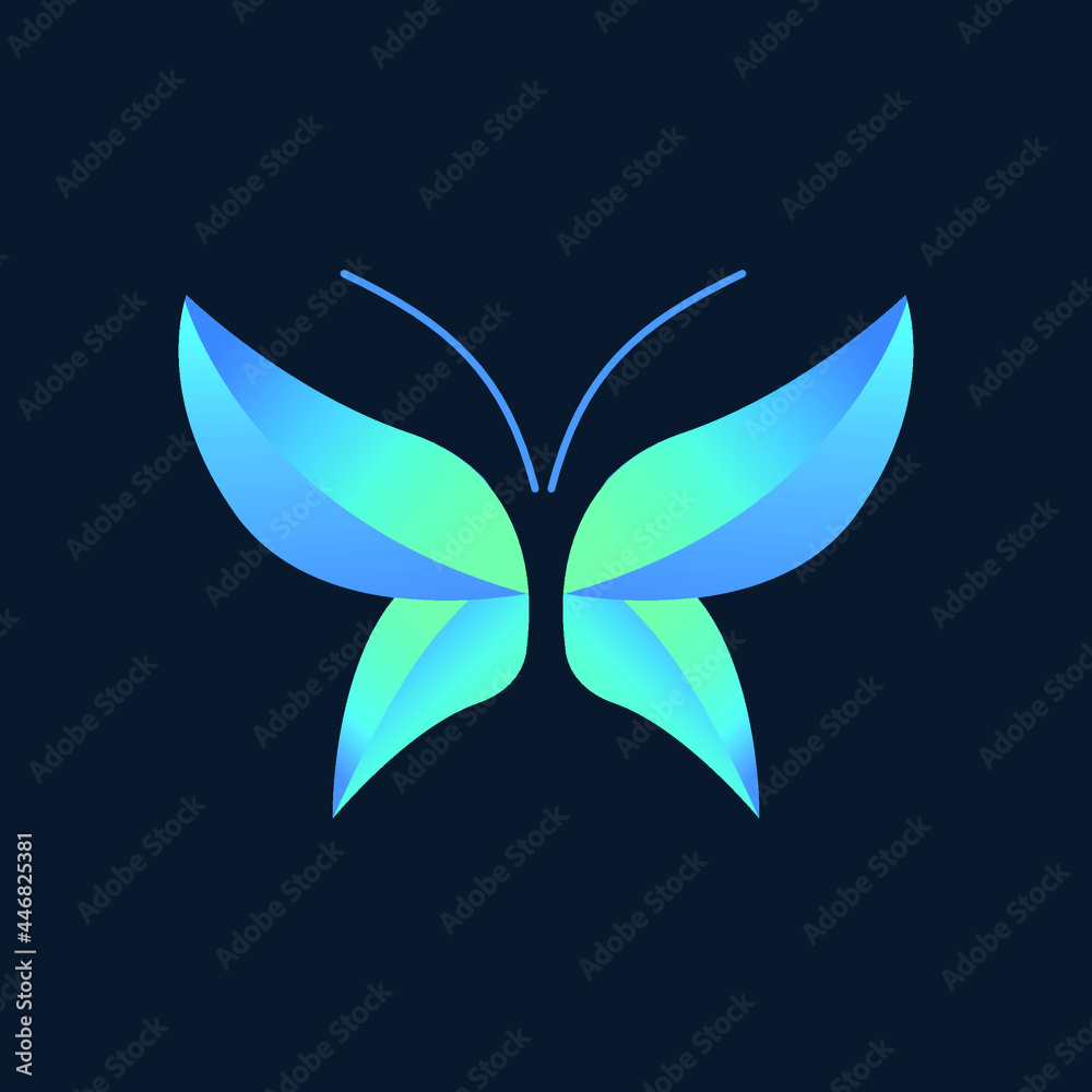 Glowing blue butterfly logo design Stock Vector | Adobe Stock