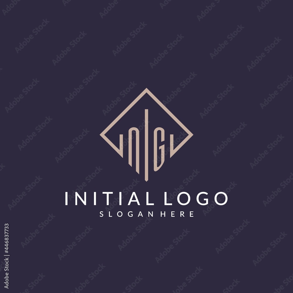 NG initial monogram logo with rectangle style design Stock Vector ...