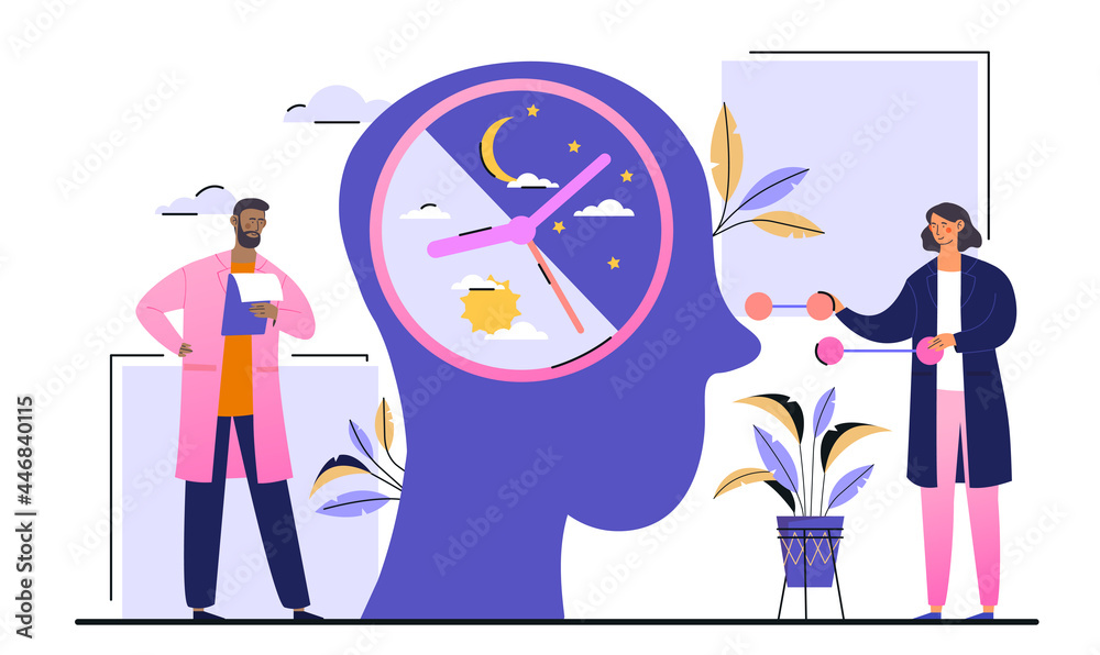Circadian rhythm concept. Day and night cycle scheme. Natural sleep ...